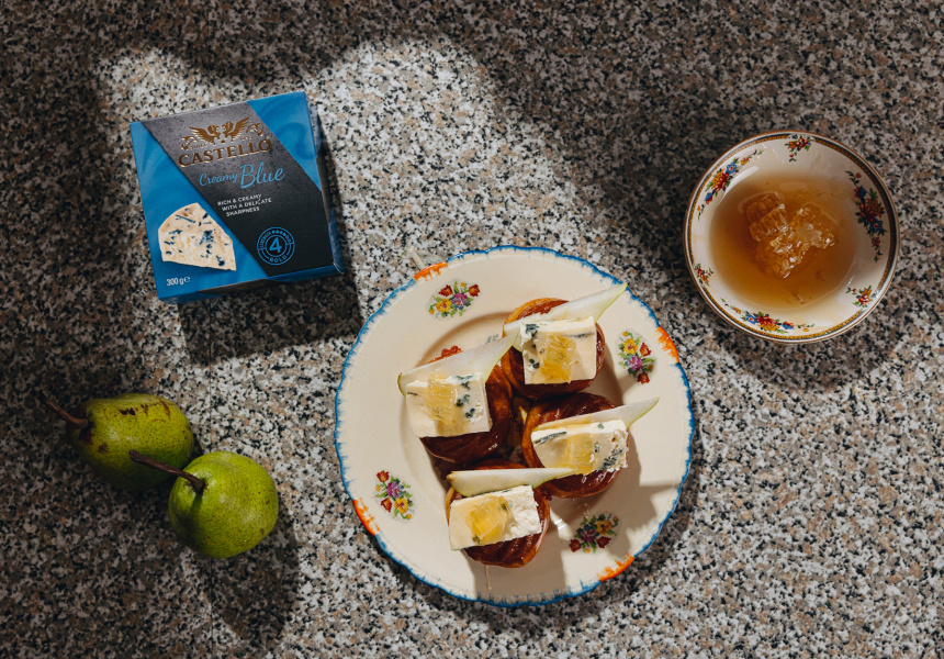 Recipe: Fried French Cruller With Pear and Blue Cheese