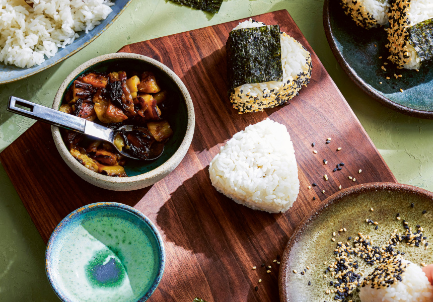Unagi-Inspired Eggplant Onigiri (Japanese Rice Balls) Recipe