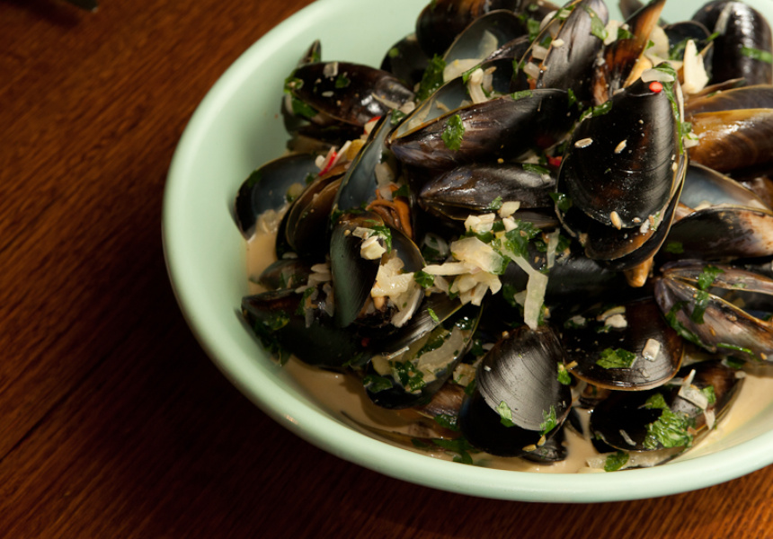 Hot Steaming Mussels