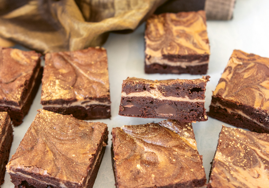 Hetal Vasavada's Gold-Dusted Dirty Chai Cheesecake Brownies