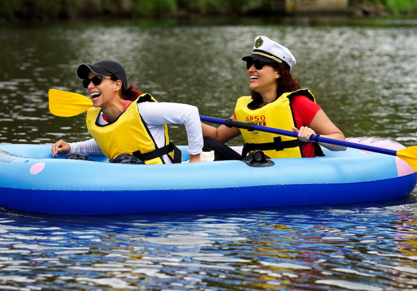 Boats Stuck on a Boat: The Inflatable Regatta Changes Date