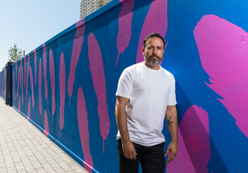 Artist Reko Rennie is Painting a Huge Mural at Barangaroo