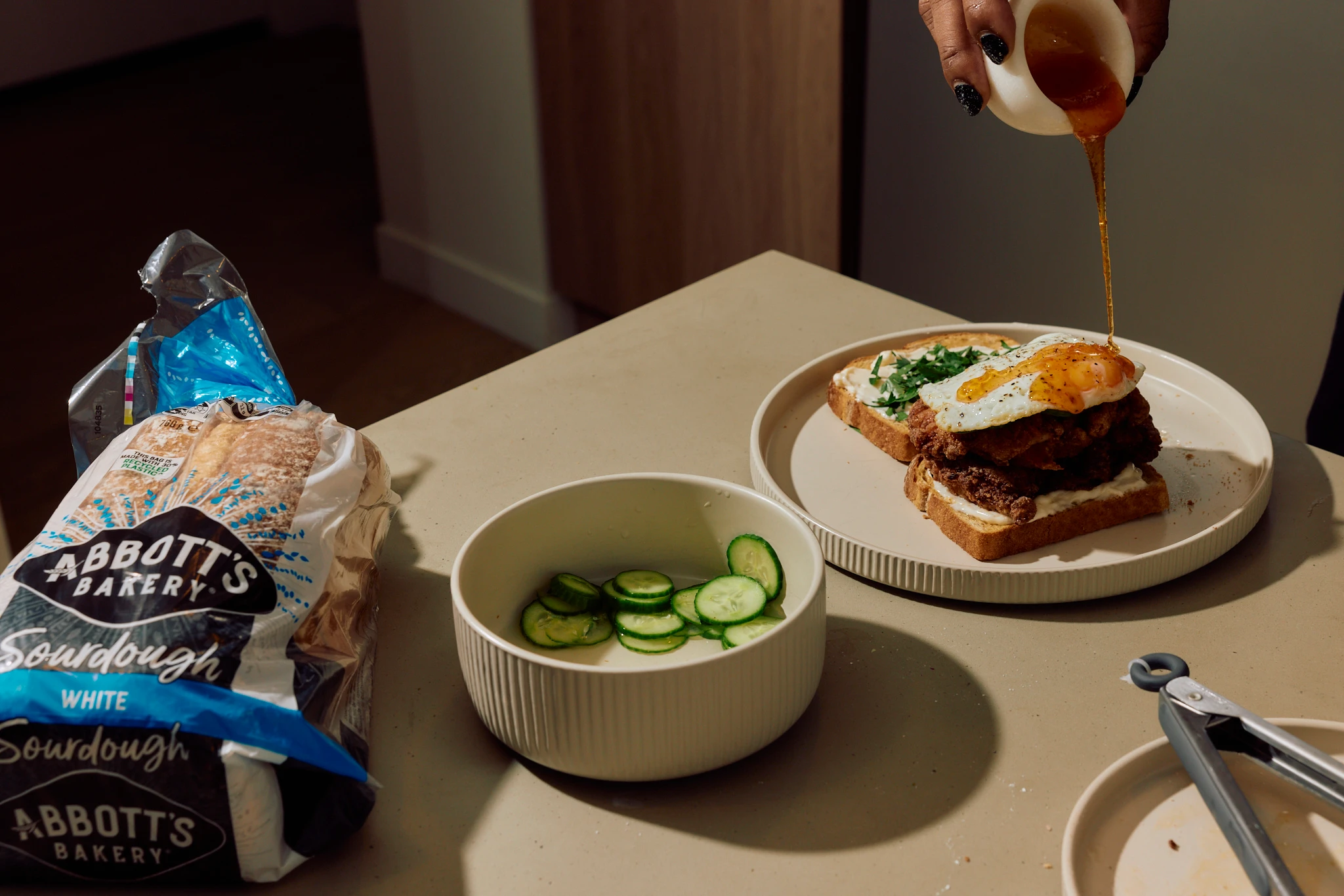 Breakfast Recipe: Fried Chicken Sourdough Sandwich With Hot Honey and ...