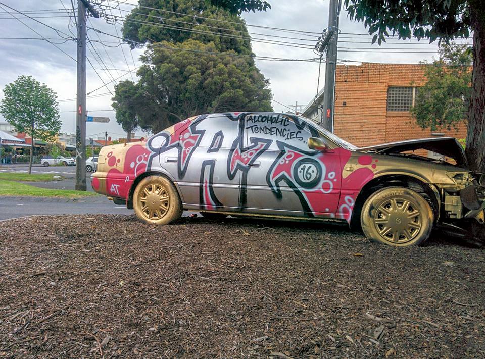 Glorious Gold Car is Normal, Graffitied Dumped Car Again
