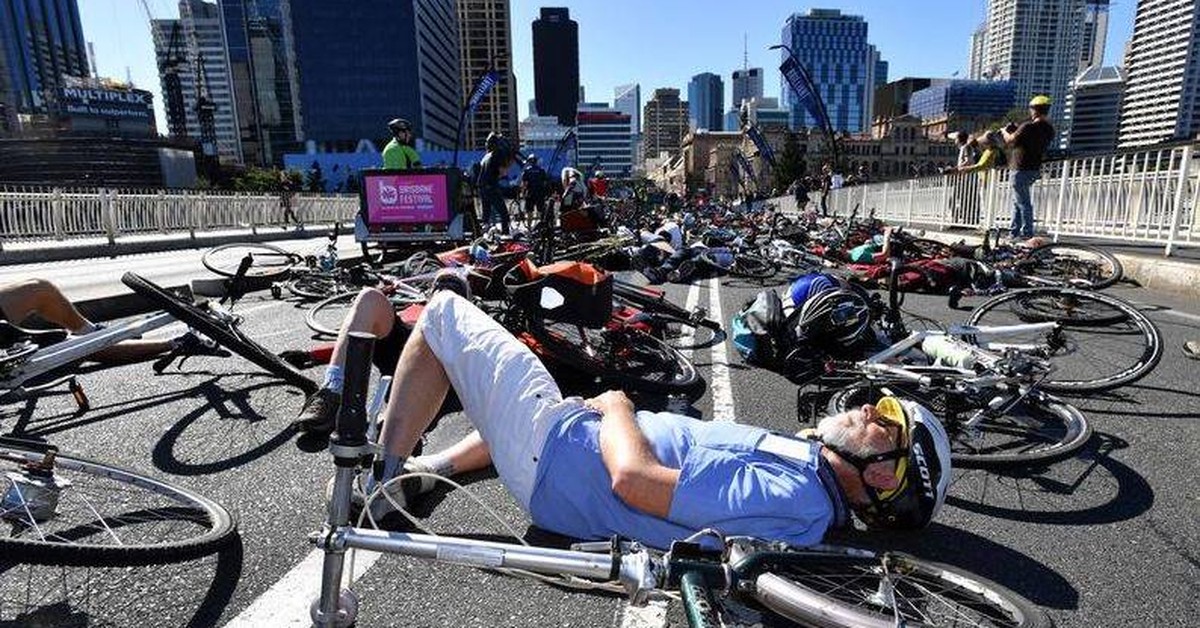 Cyclists Conducting "Die-In" Protest to Call for Safer Bike Routes